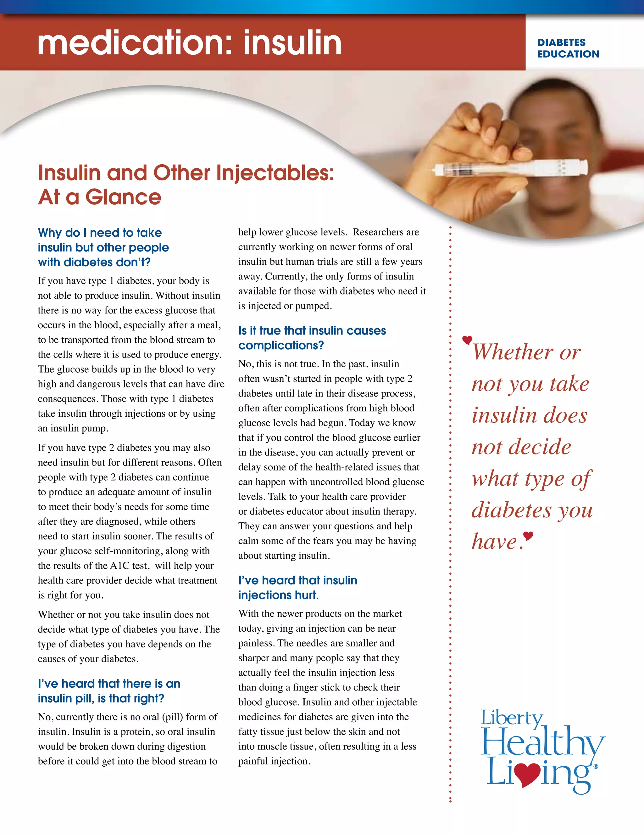 Insulin and Other Injectables: At a Glance | PDF