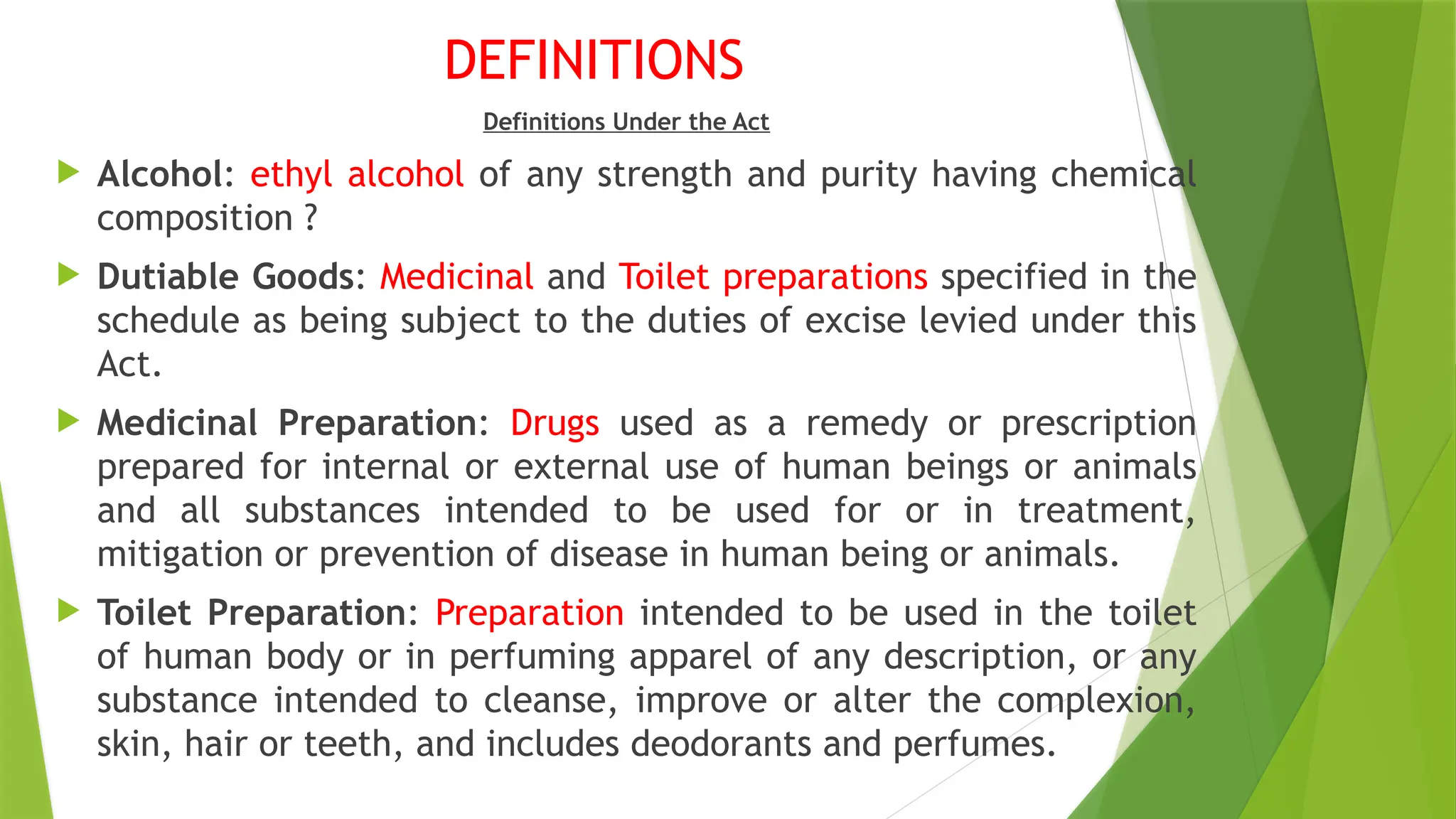 Medicinal and Toilet Preparation Act1955 | PPTX