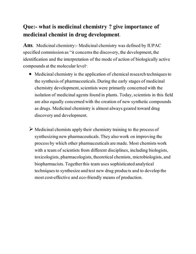 Introduction of Medicinal chemistry | DOCX