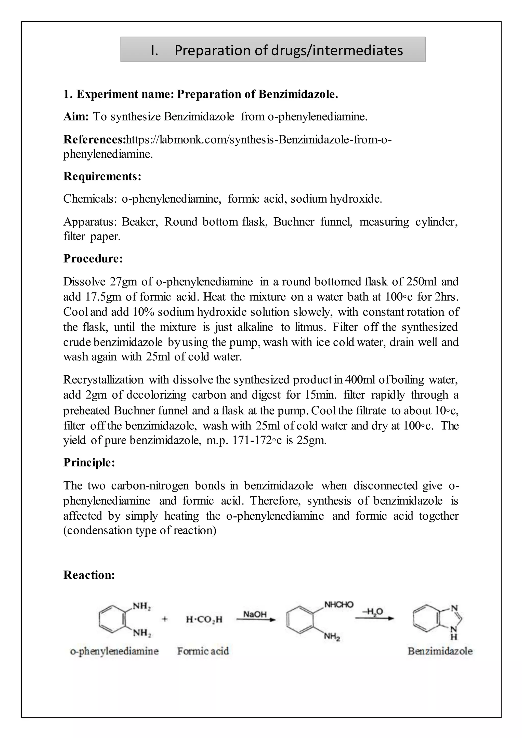 Medicinal chemistry i practicals | DOCX