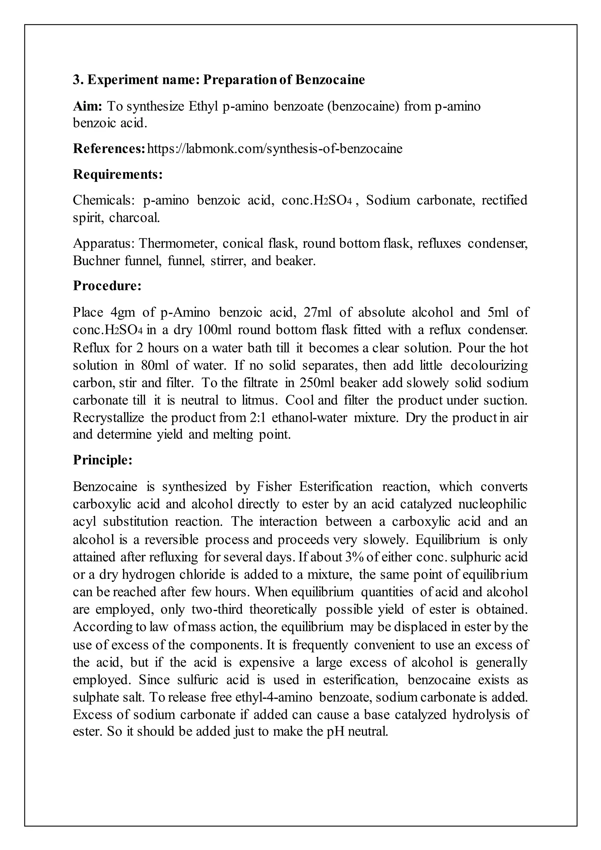 Medicinal chemistry i practicals | DOCX
