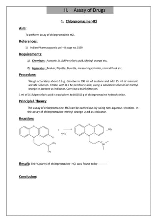 Medicinal chemistry i practicals | DOCX