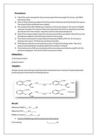 Medicinal chemistry i practicals | DOCX
