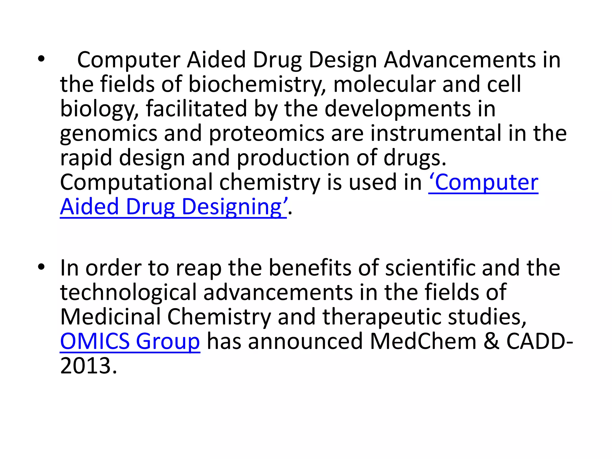 Medicinal chemistry & computer aided drug designing | PPTX ...