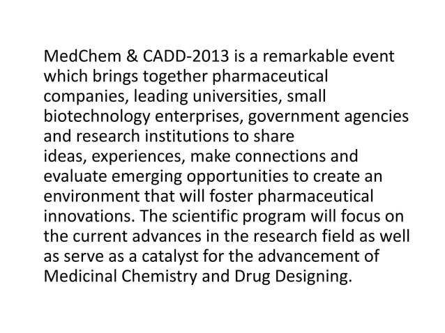 Medicinal chemistry & computer aided drug designing | PPTX | Pharmaceutical Industry | Industries