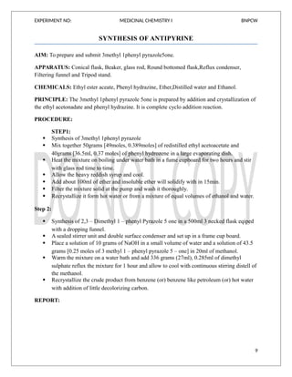Medicinal chemistry i_lab_manual | PDF