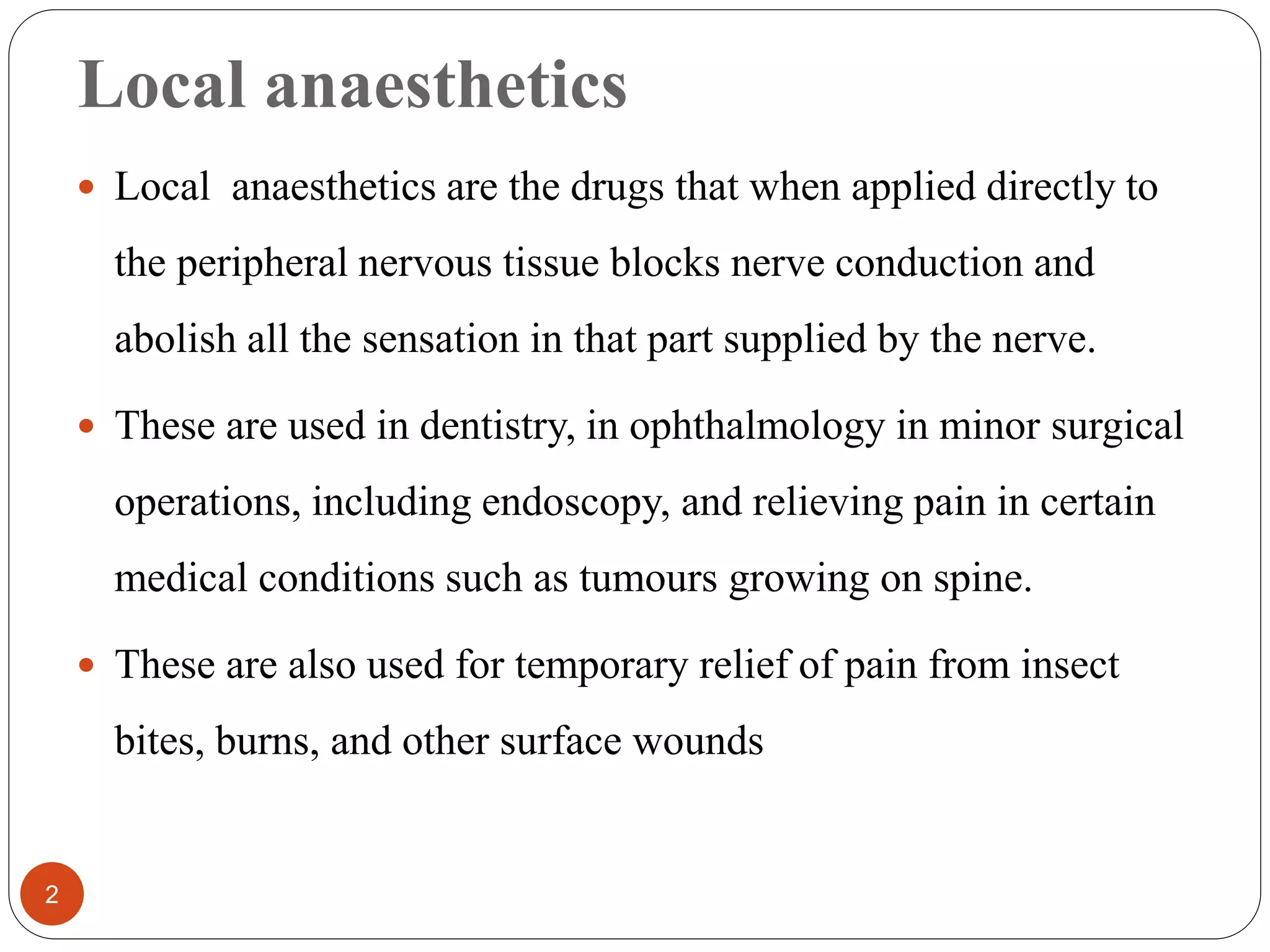 Medicinal chemistry of local anaesthetics | PPTX