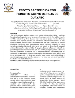 Efecto bactericida de hoja guayabo | PDF