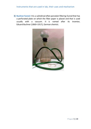 Instruments that are used in lab, their uses and mechanism | DOCX