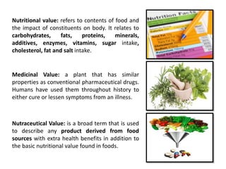 Medicinal, nutritional and nutraceutical values of root crops | PPT