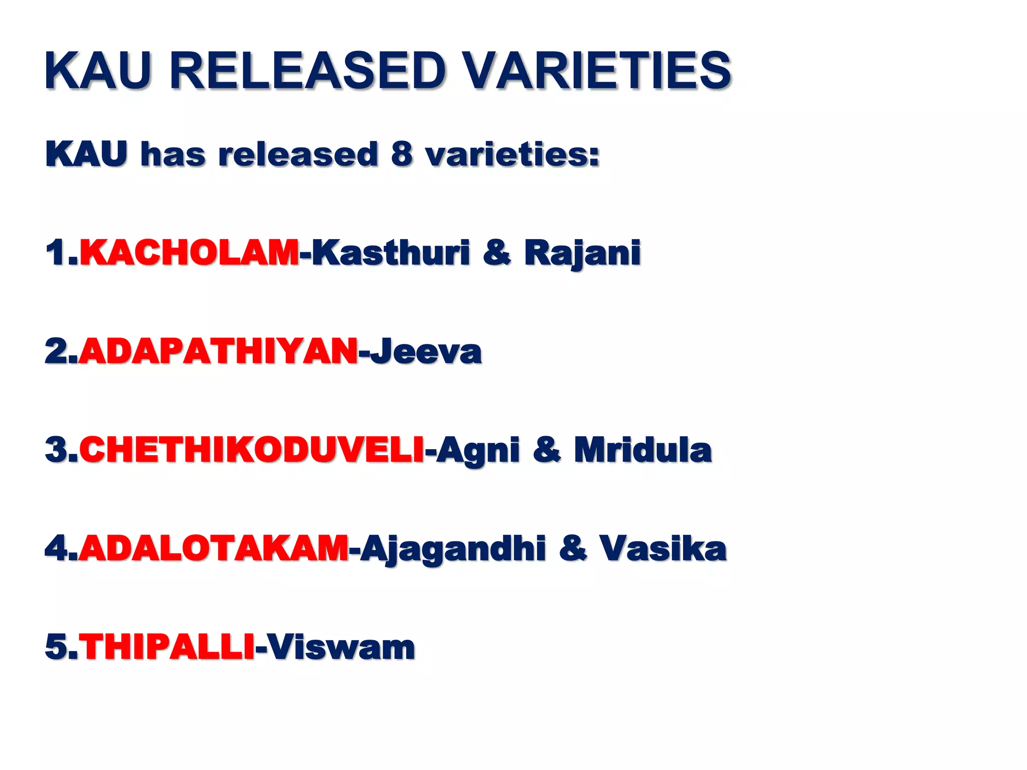 Medicinal plant varieties released from Kerala Agricultural University ...