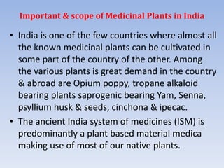 Medicinal plants importance,scope and uses. | PPTX