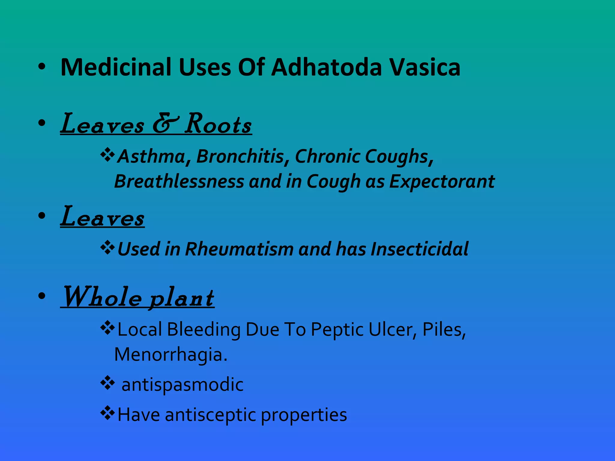 Medicinal Plants & Uses 2015 Latest Updates | PPT