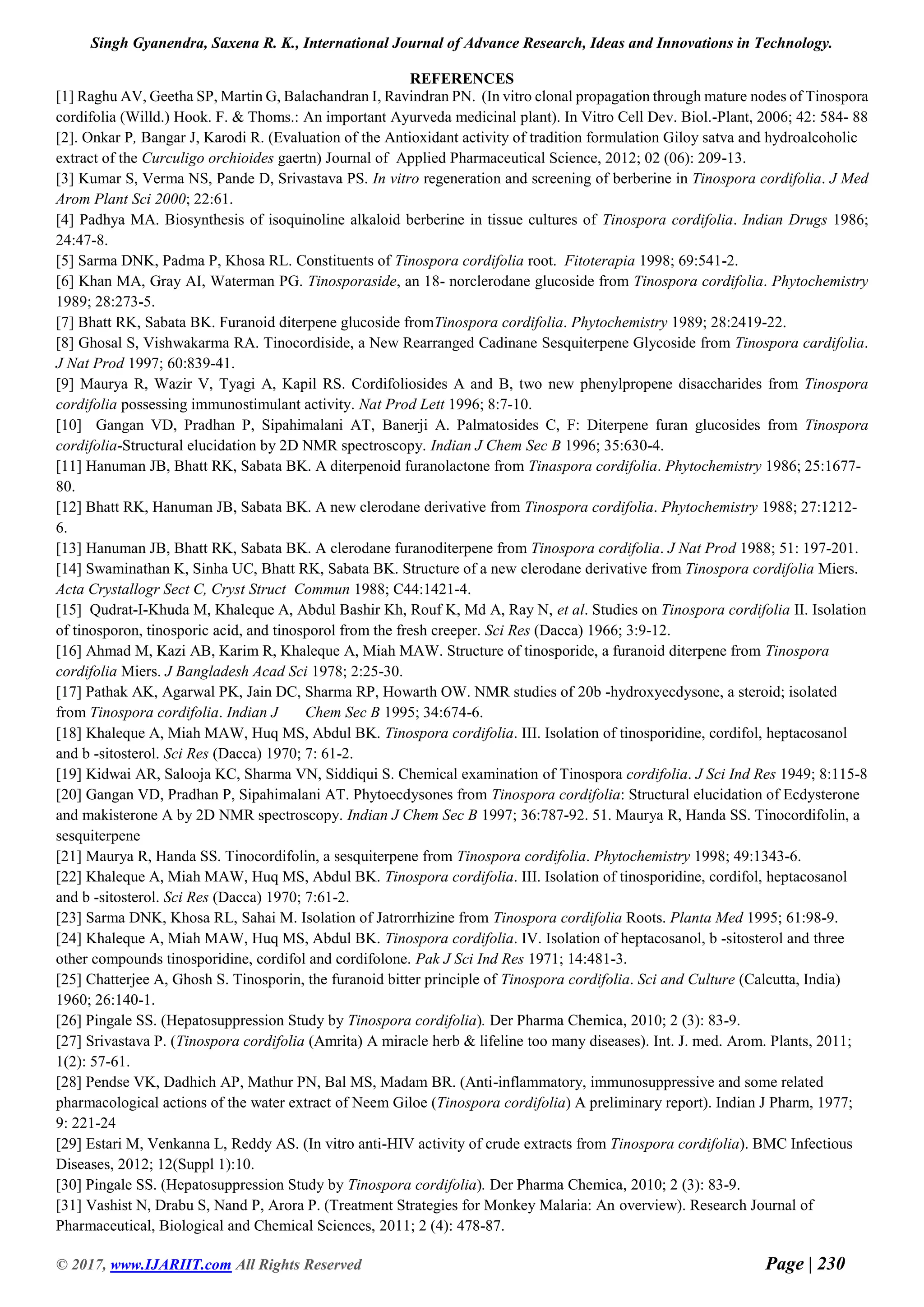 Medicinal properties of tinospora cordifolia (guduchi) | PDF