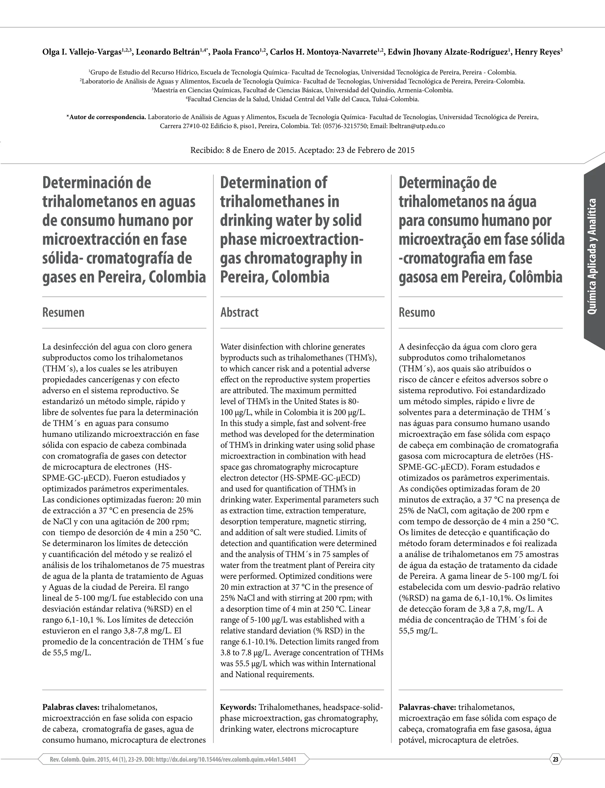 Medición de Trihalometanos (TTHM´S) en agua.pdf | Chemistry | Science