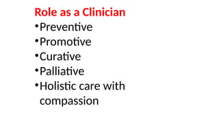 Role of physician in health care system. | PPTX