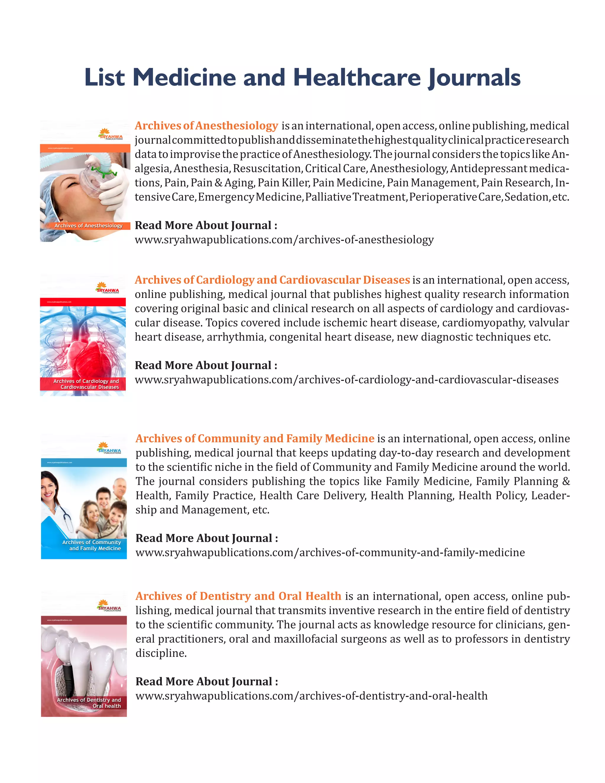 Medicine and Healthcare Journals-Sryahwa Publications | PDF