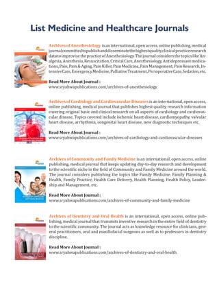 Medicine and Healthcare Journals-Sryahwa Publications | PDF