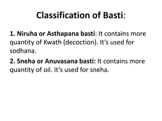 Basti karma & Nasya therapy in Ayurveda.ppt