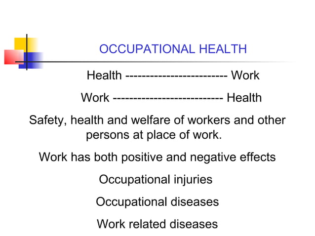 Principles of Occupational Health | PPT