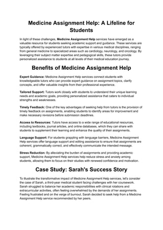 Medicine Assignment Help | PDF