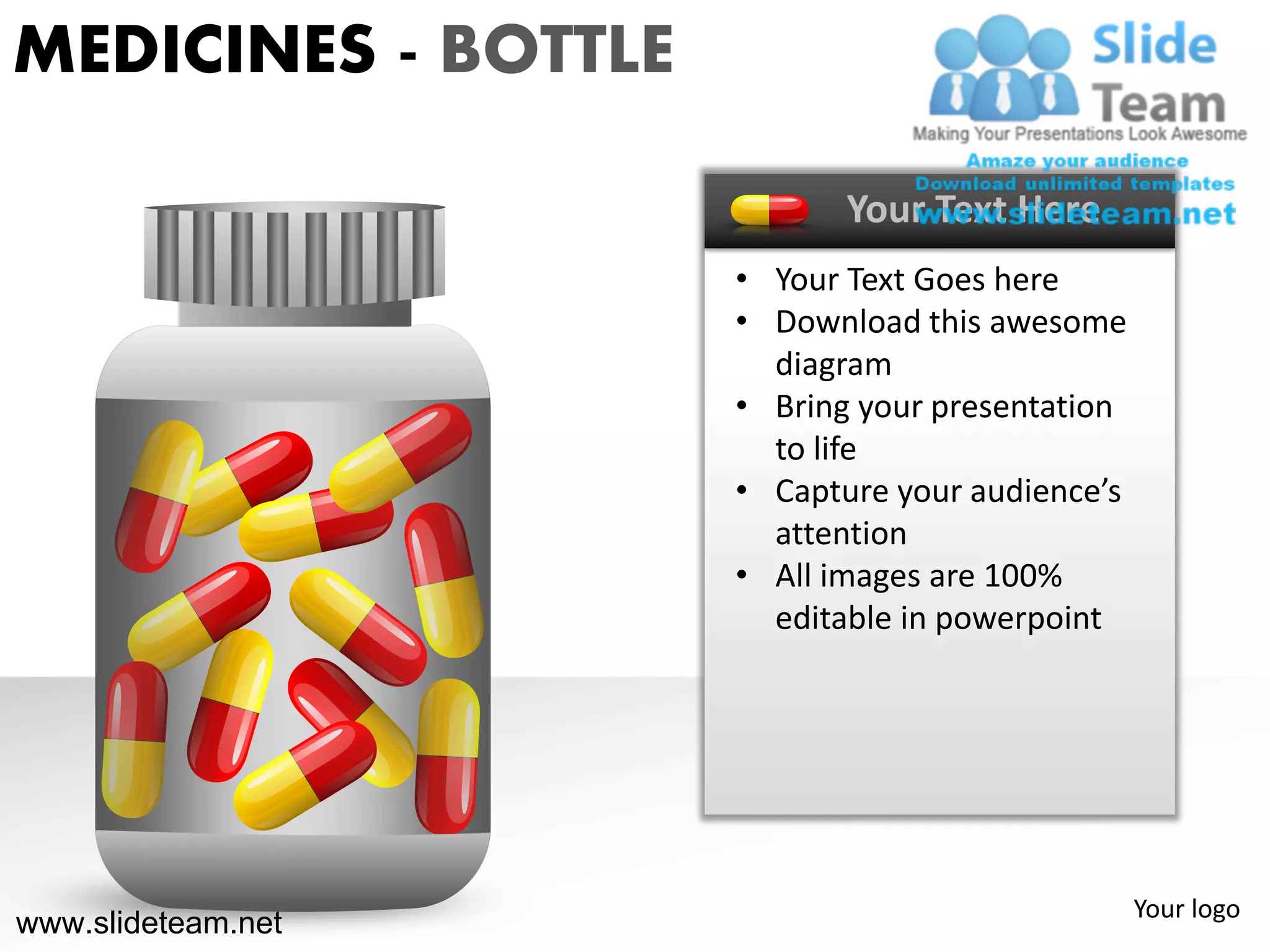 Medicine bottles vitamins capsules powerpoint ppt templates. | PPT