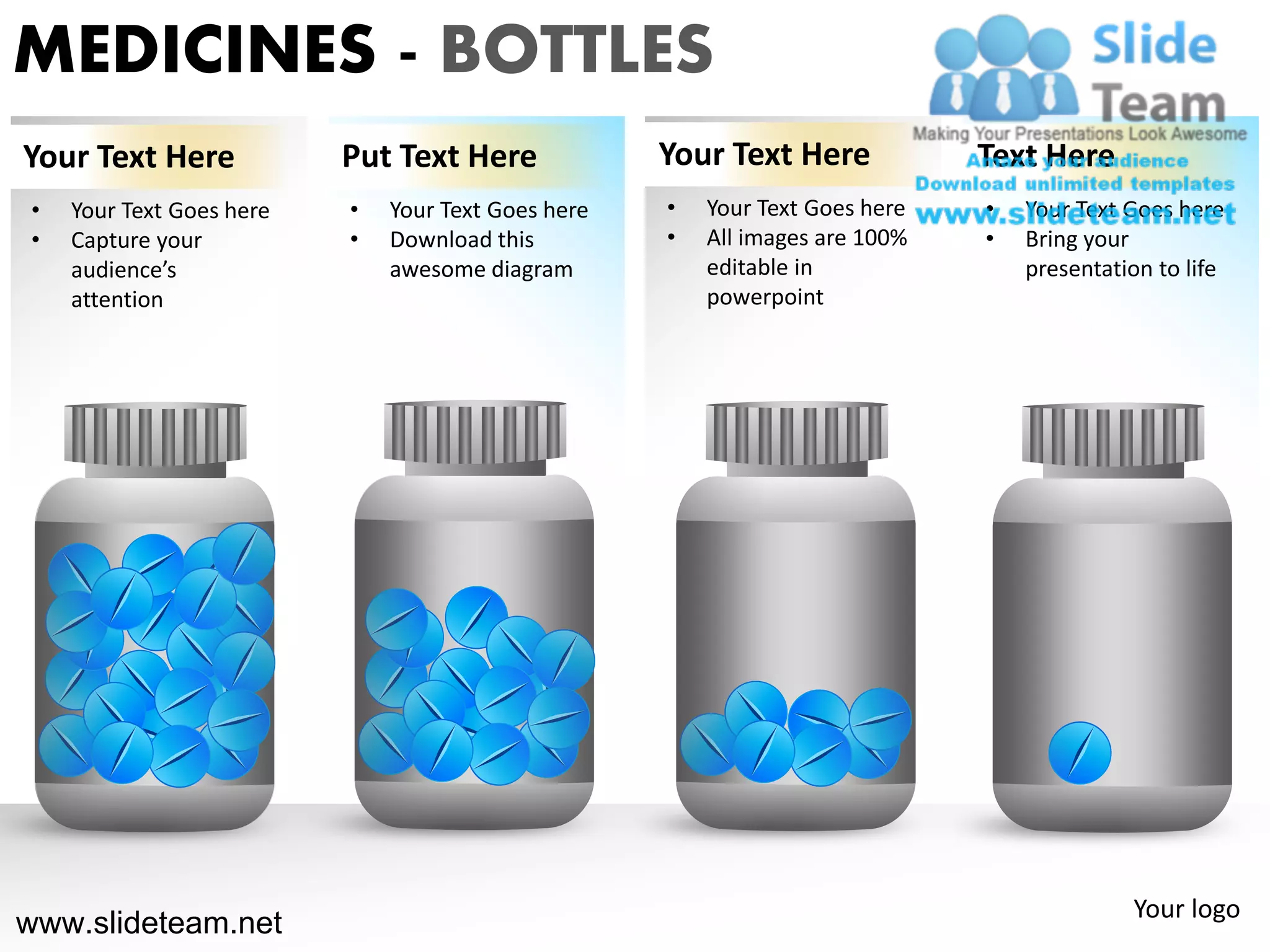 Medicine bottles vitamins capsules powerpoint ppt templates. | PPT