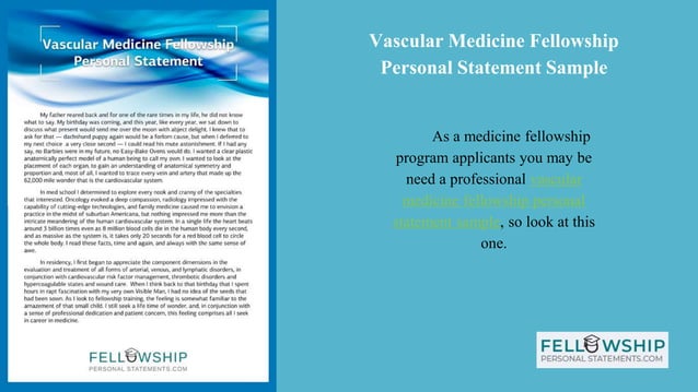 Best 8 Medicine Fellowship Personal Statement Samples | PPTX | Medical ...