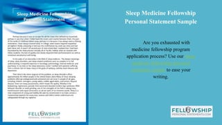 Best 8 Medicine Fellowship Personal Statement Samples | PPTX