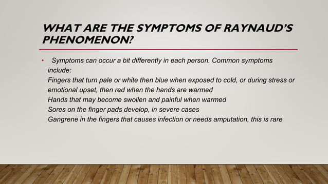 Raynauds phenomena | PPTX | Blood Disorders | Diseases and Conditions