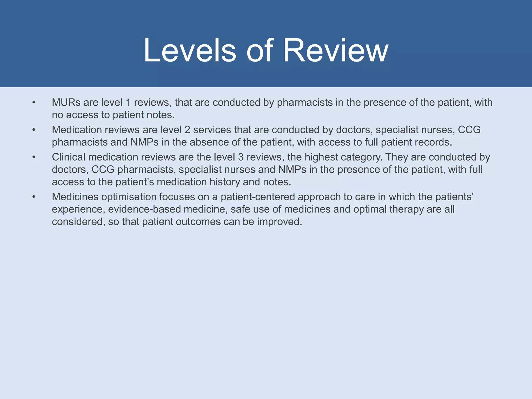 Medicines usage reviews | PPTX