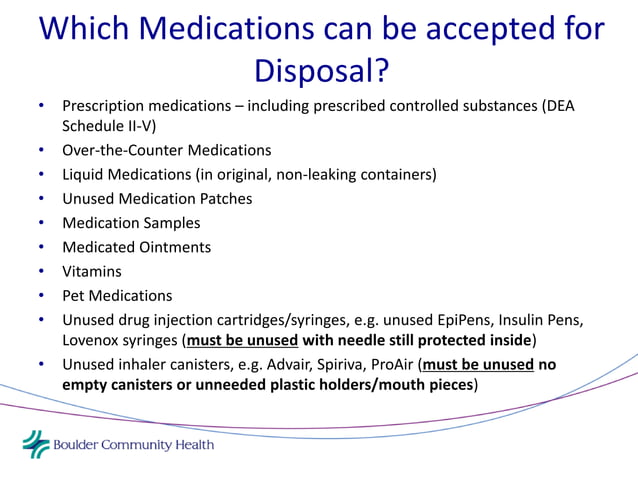 Colorado Household Medicine Take-Back Program | PPT