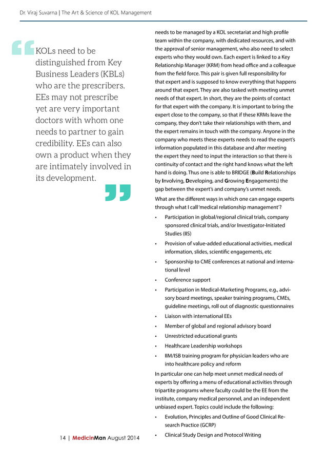 KOL Relationship Management in Pharma & Devices - Workshop Highlights