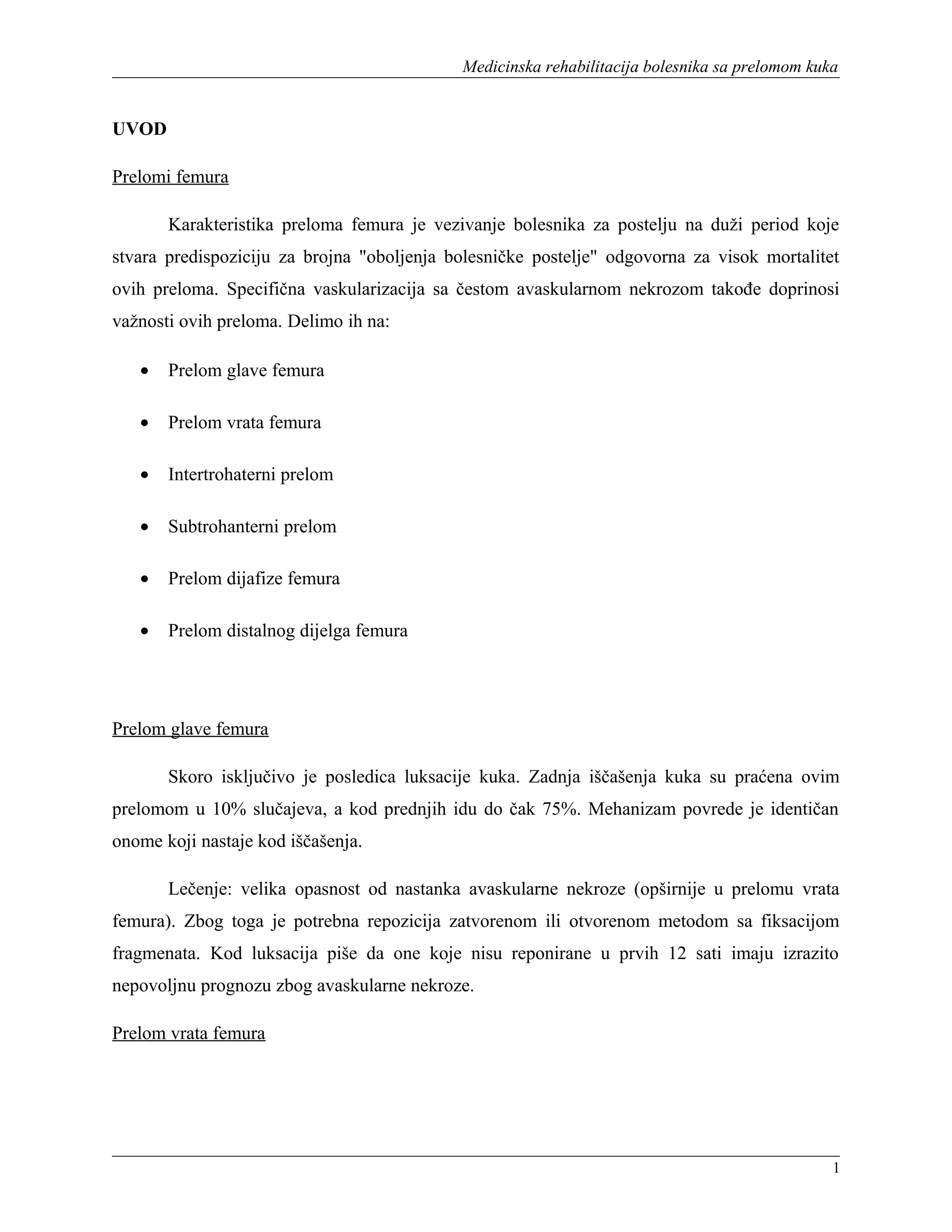 Medicinska rehabilitacija bolesnika sa prelomom kuka | DOC