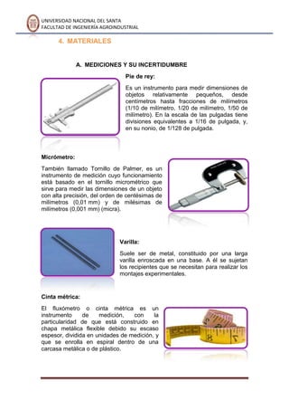 Mediciones y cálculo de incertidumbres experimentales | DOCX