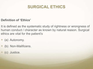 Medico legal issues regarding surgical practice | PPTX