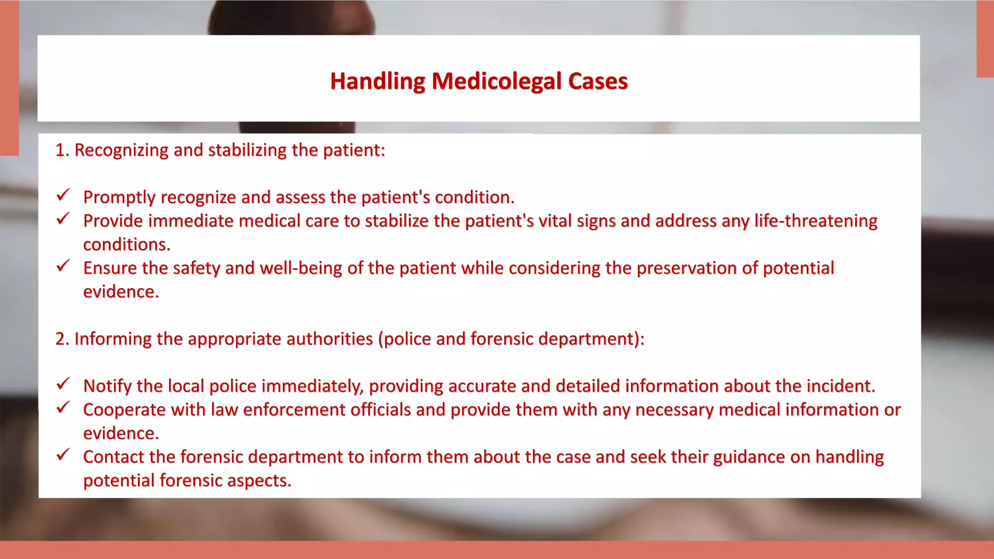 Handling Medico Legal Cases and Documentation : Brought Dead Protocol ...