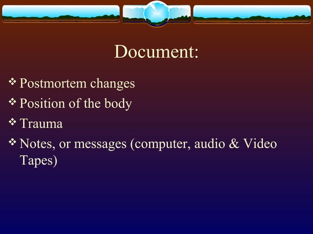 Death Scene Investigation | PPT | Death, Injury, or Military Conflict ...