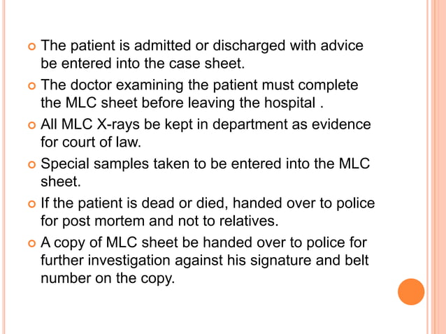 Medico –legal issues | PPTX | First Aid | Injuries