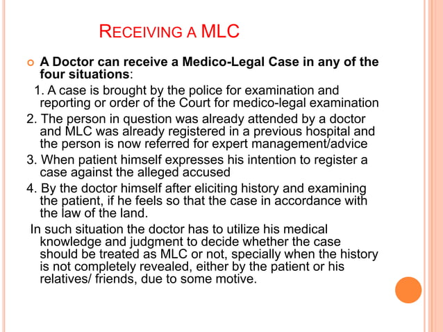 Medico –legal issues | PPTX | First Aid | Injuries