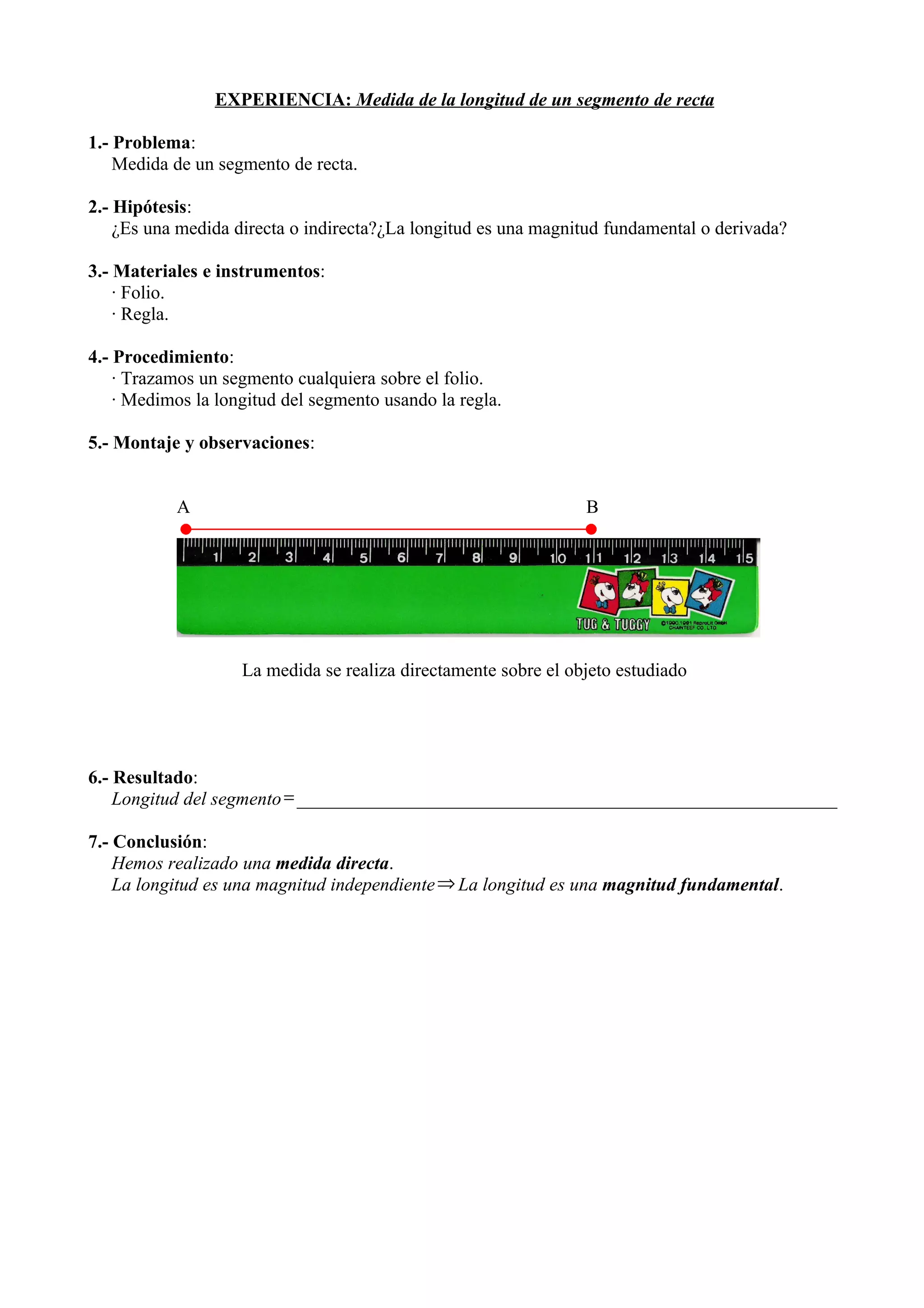 Medida de la longitud de un segmento de recta | DOC