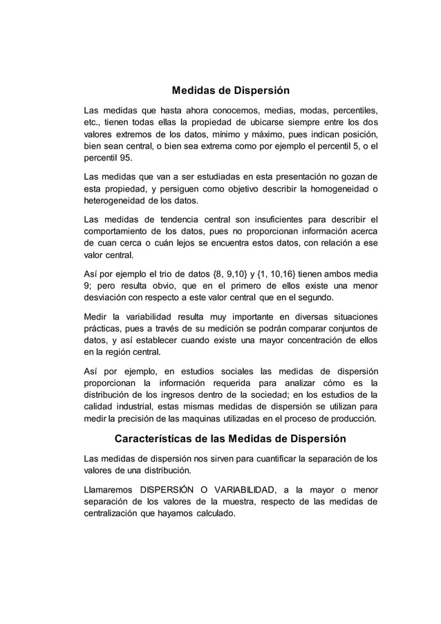 Medidas de dispersion | DOCX