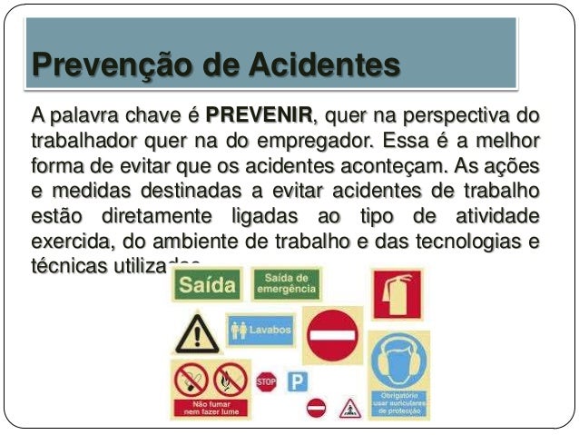 Medidas para prevenção de acidentes no trabalho