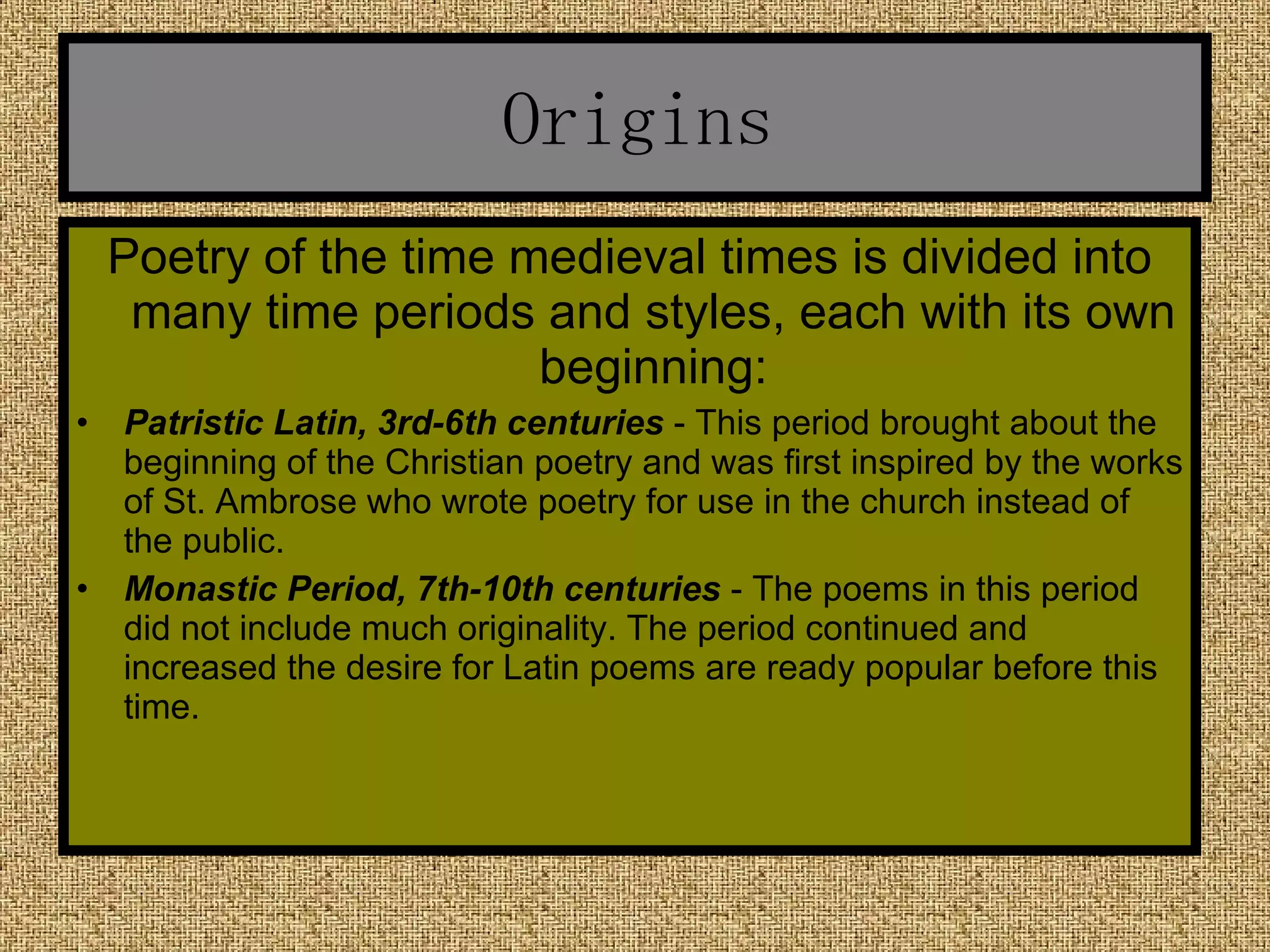 Medieval Poetry Presentation | PPT