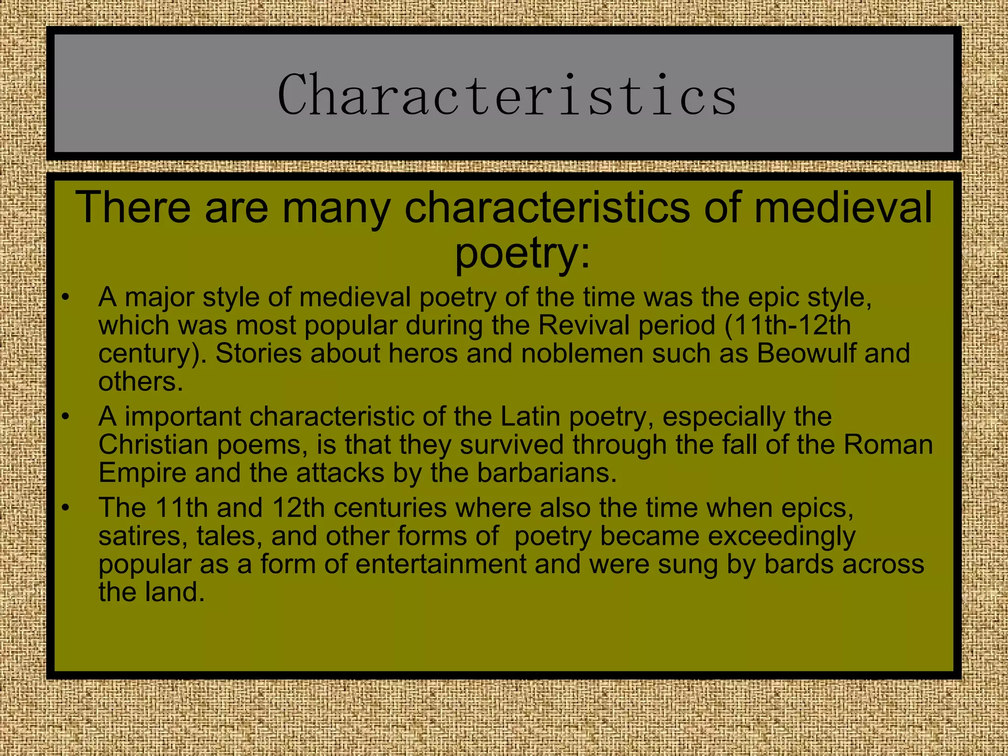 Medieval Poetry Presentation | PPT