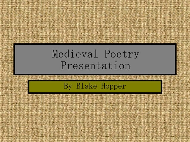 Medieval Poetry Presentation | PPT