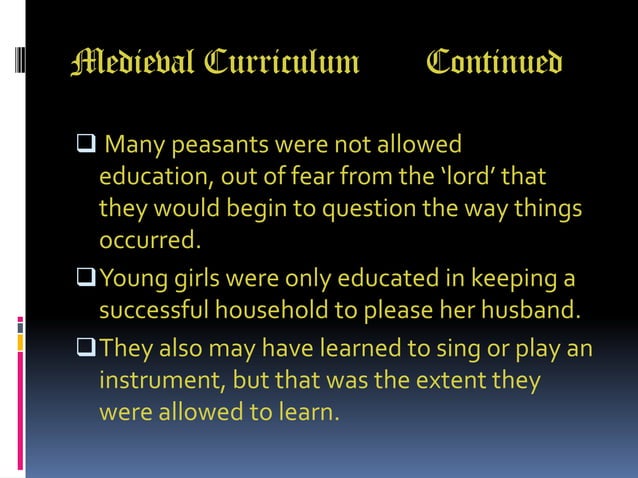 Medieval curriculum | PPTX | Education