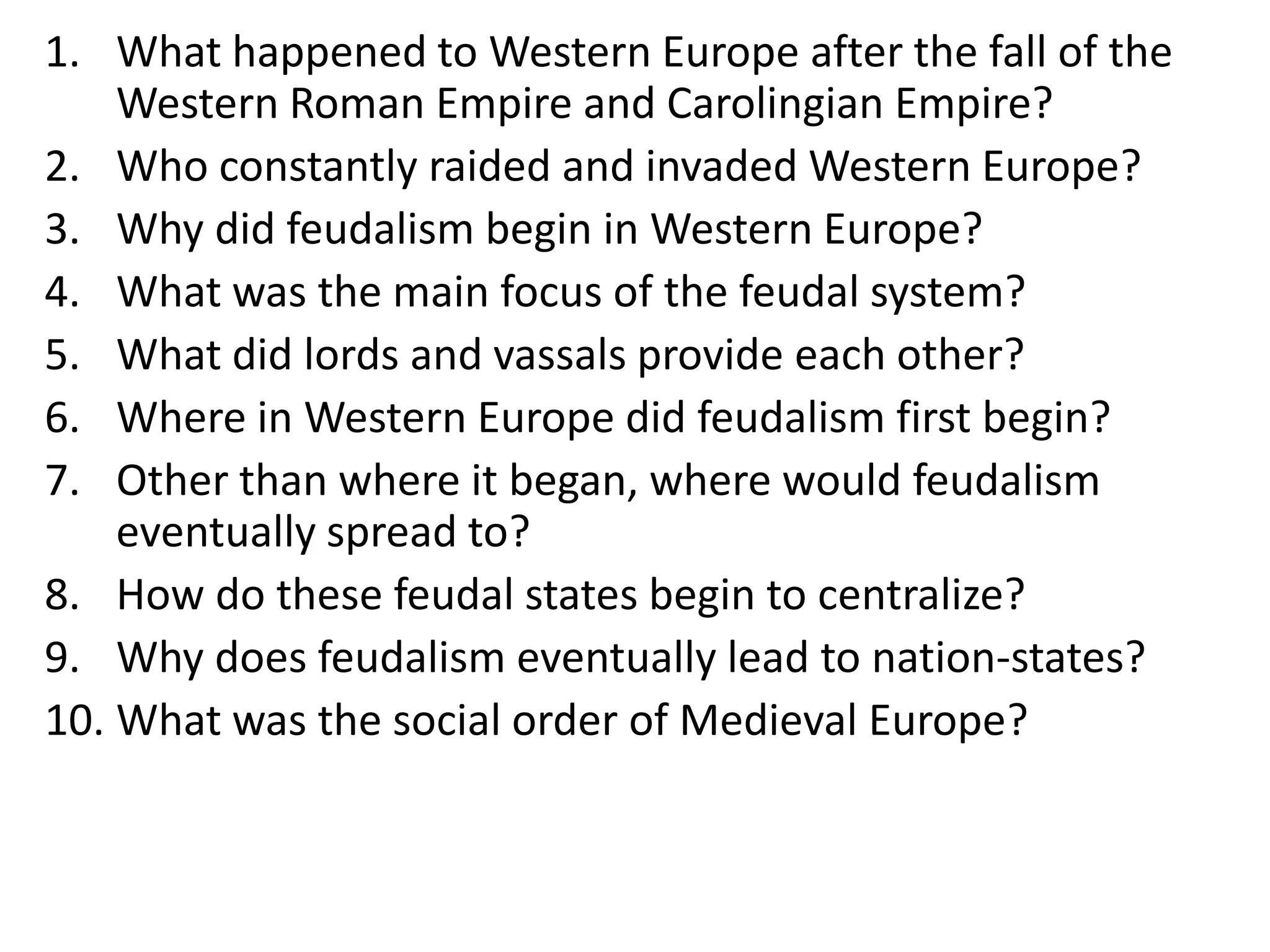 Medieval Europe Lesson 1 - Feudal System | PPTX