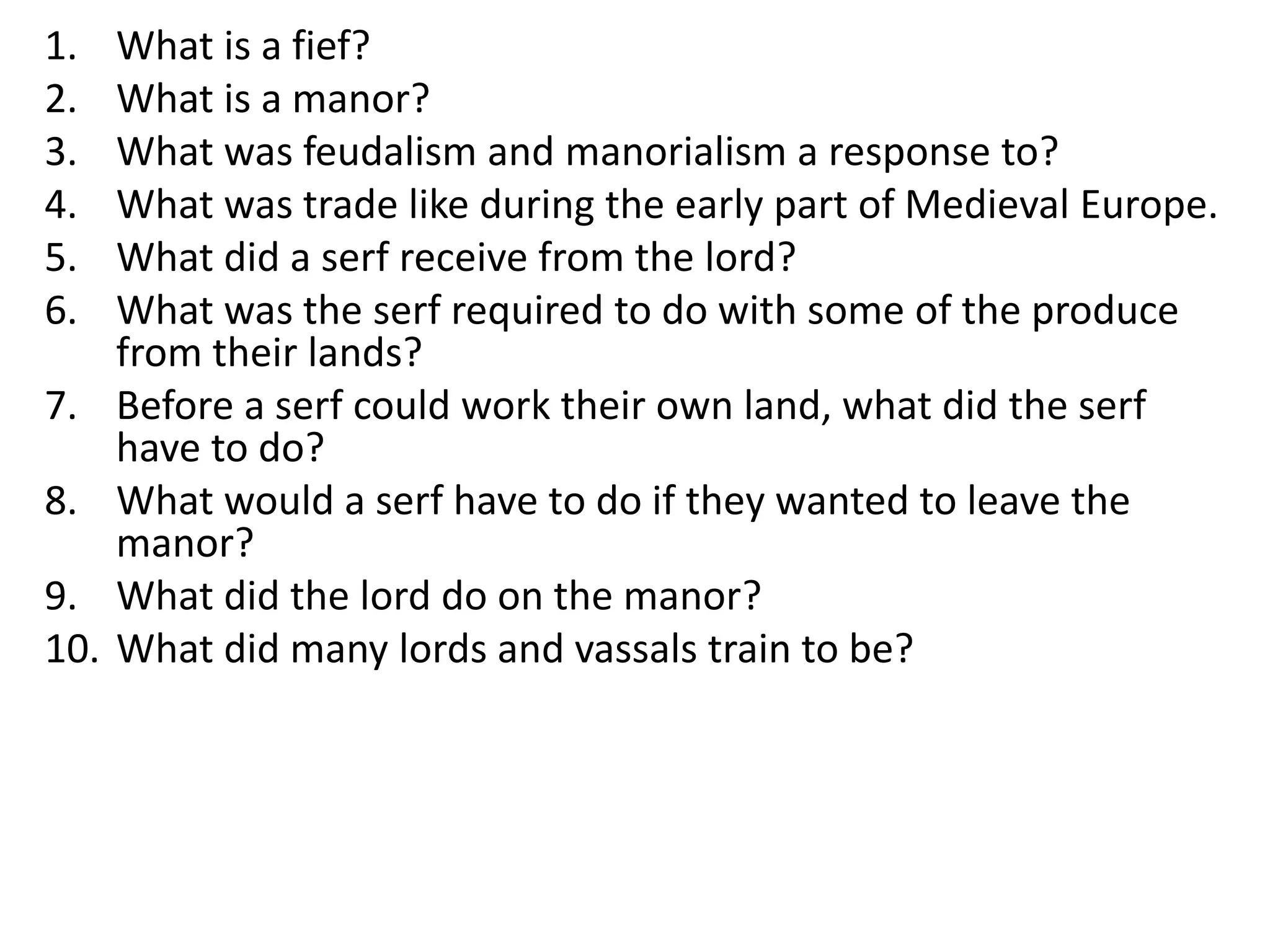 Medieval Europe Lesson 2 - Manorialism | PPTX