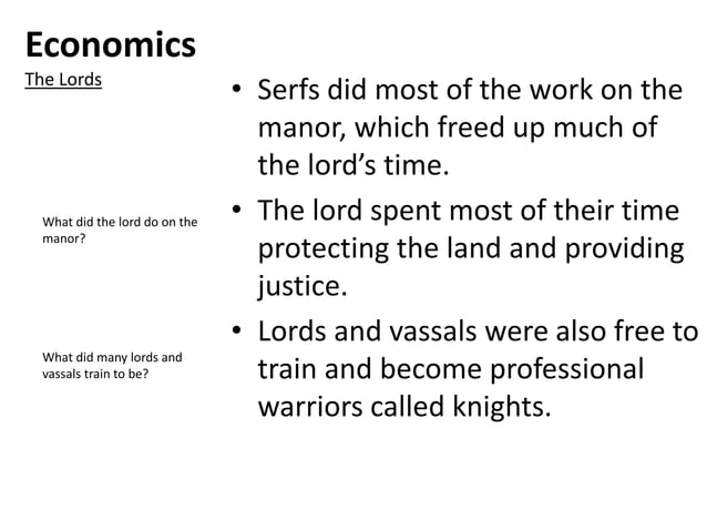 Medieval Europe Lesson 2 - Manorialism | PPTX